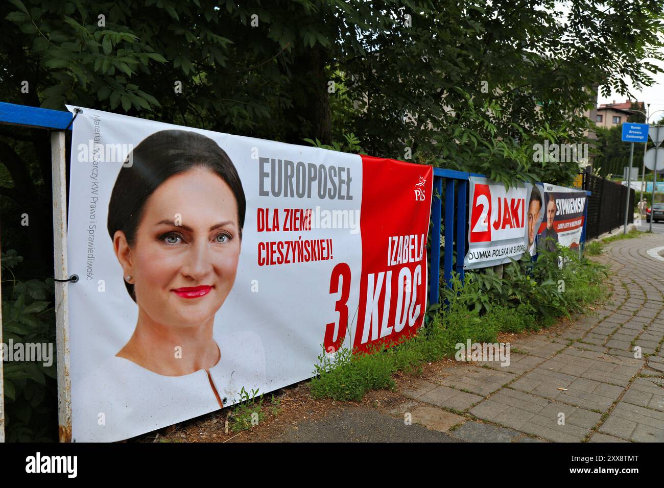CIESZYN, POLAND - MAY 30, 2024: Election posters of Prawo i ...