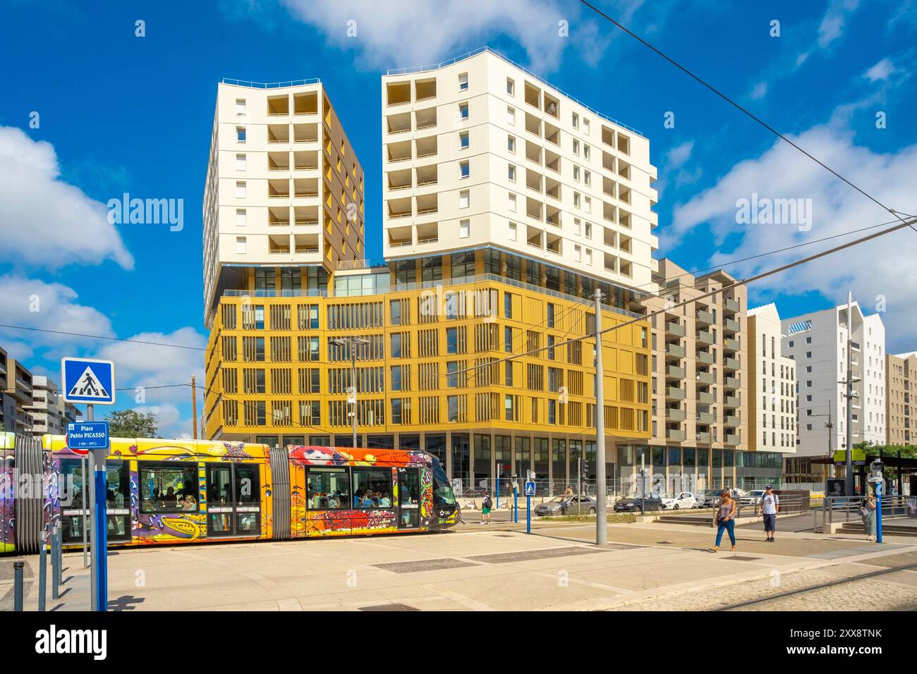 France, Herault, Montpellier, Port Marianne district, Place Pablo ...