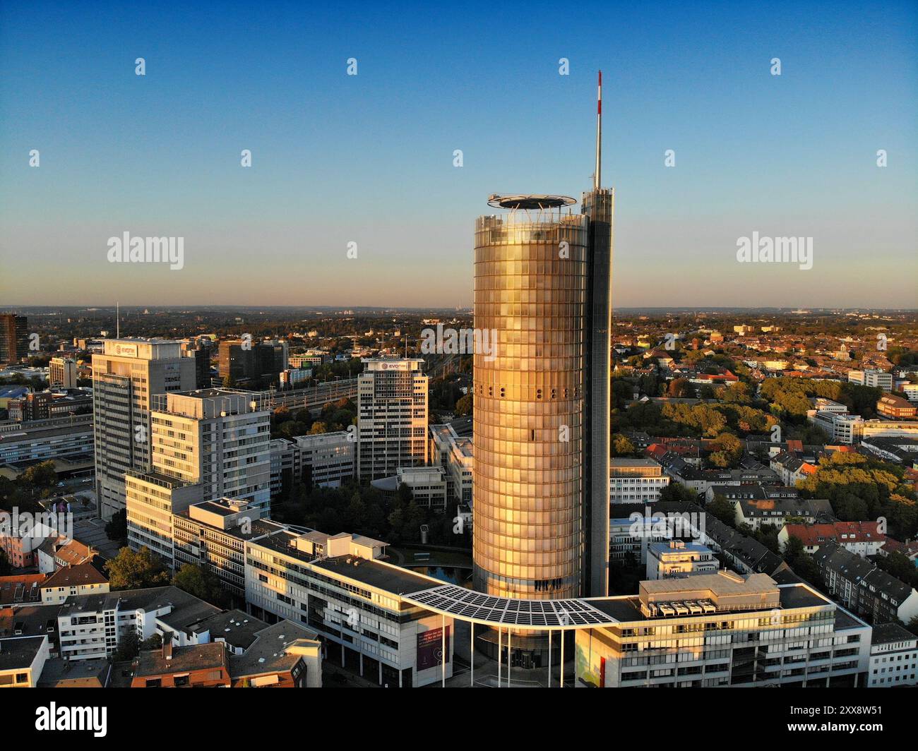 ESSEN, GERMANY - SEPTEMBER 20, 2020: RWE Tower in Essen, Germany. It is ...