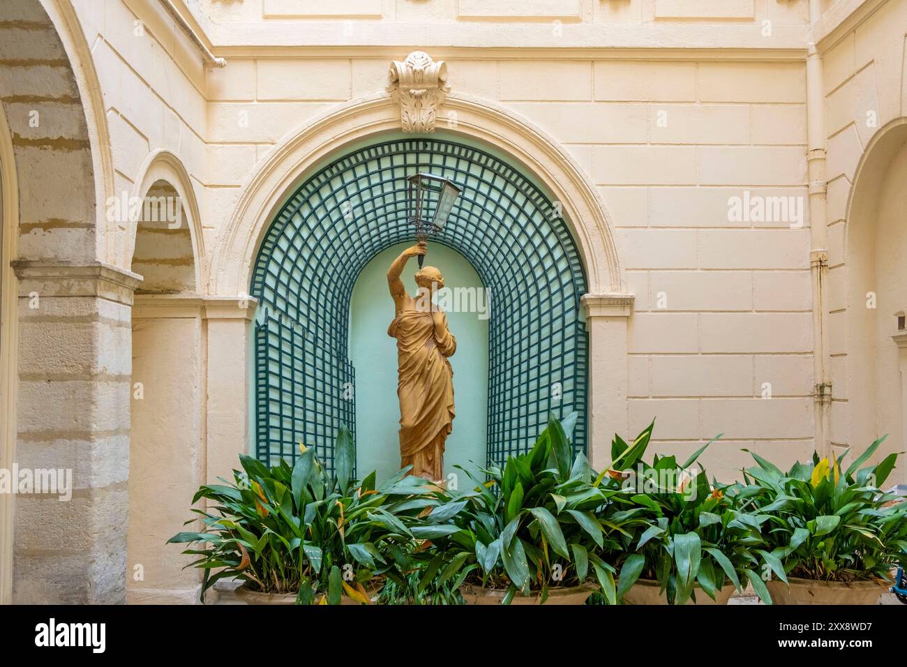 France, Herault, Montpellier, historic center, decoration of a private ...