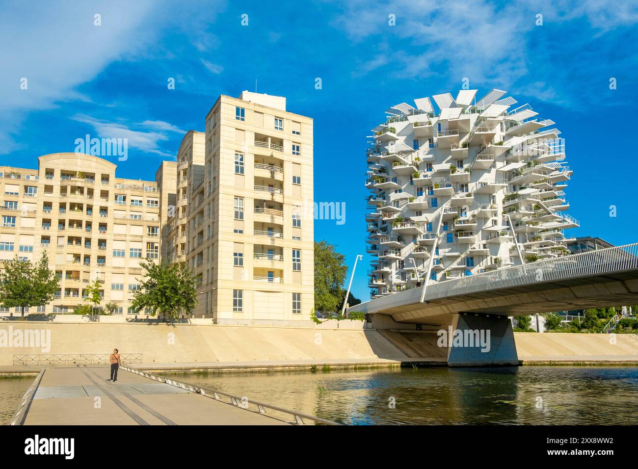 France, Herault, Montpellier, Richter district, the banks of the Lez ...