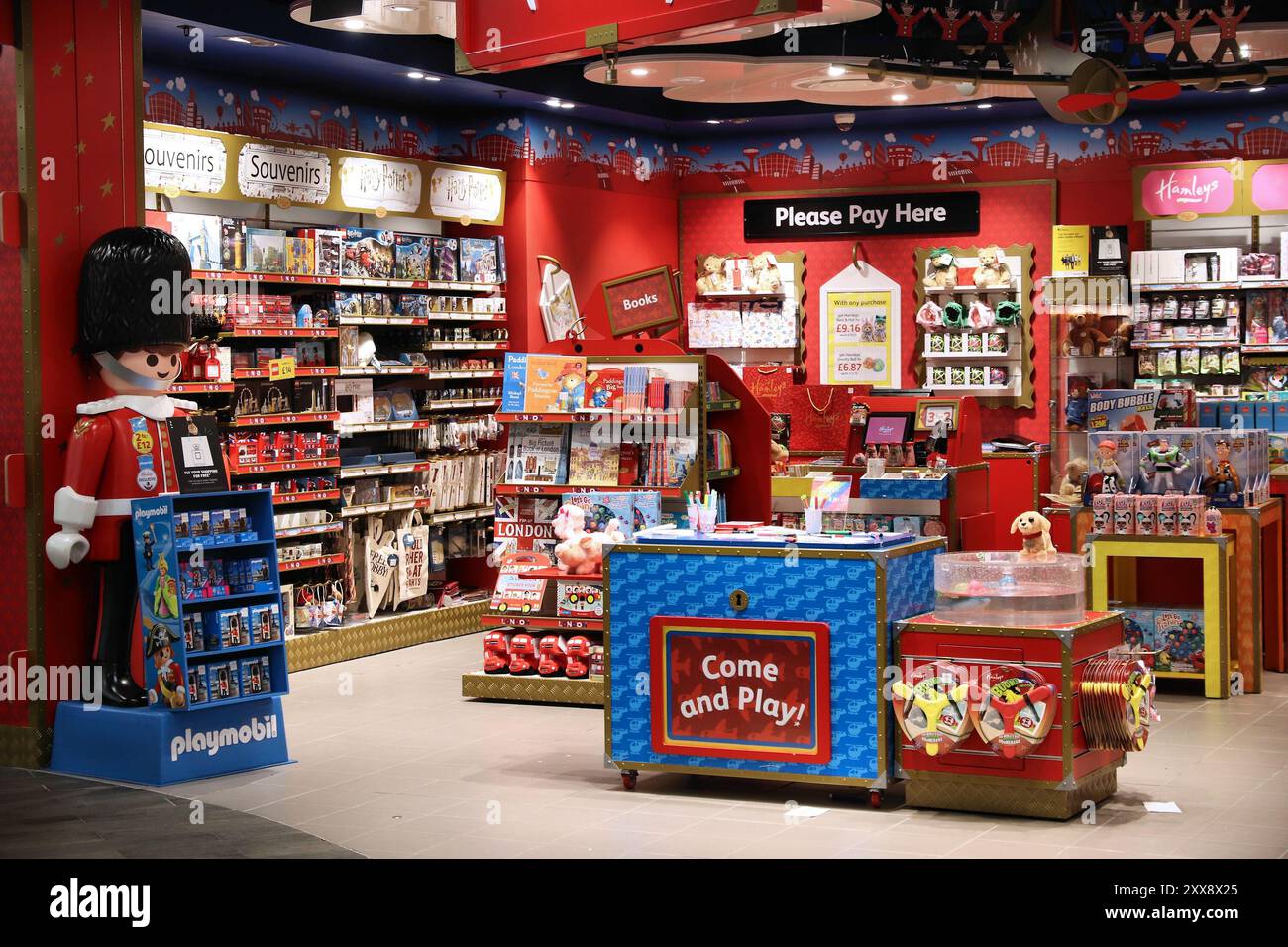 LUTON, UK - JULY 15, 2019: Hamleys toy store among duty free shops at ...