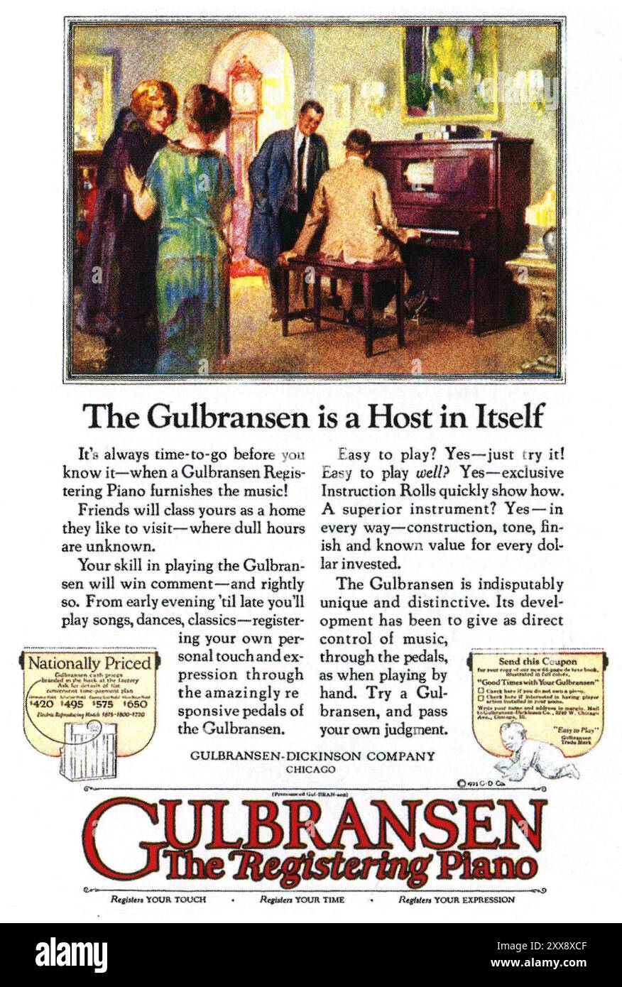 Old piano advert hi-res stock photography and images - Alamy