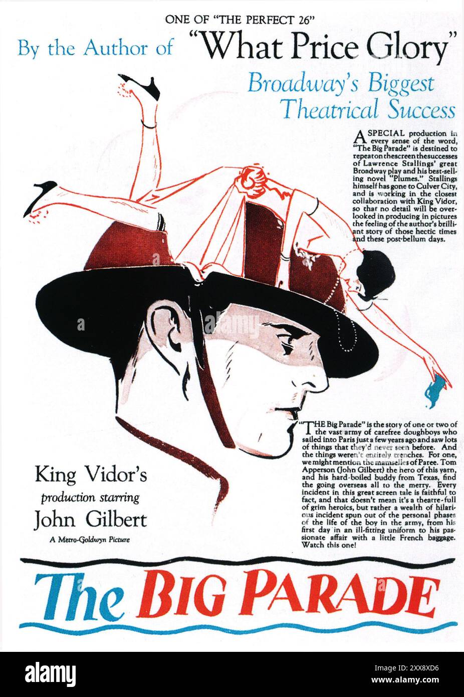 1925 The Big Parade silent war drama film poster, directed by King ...