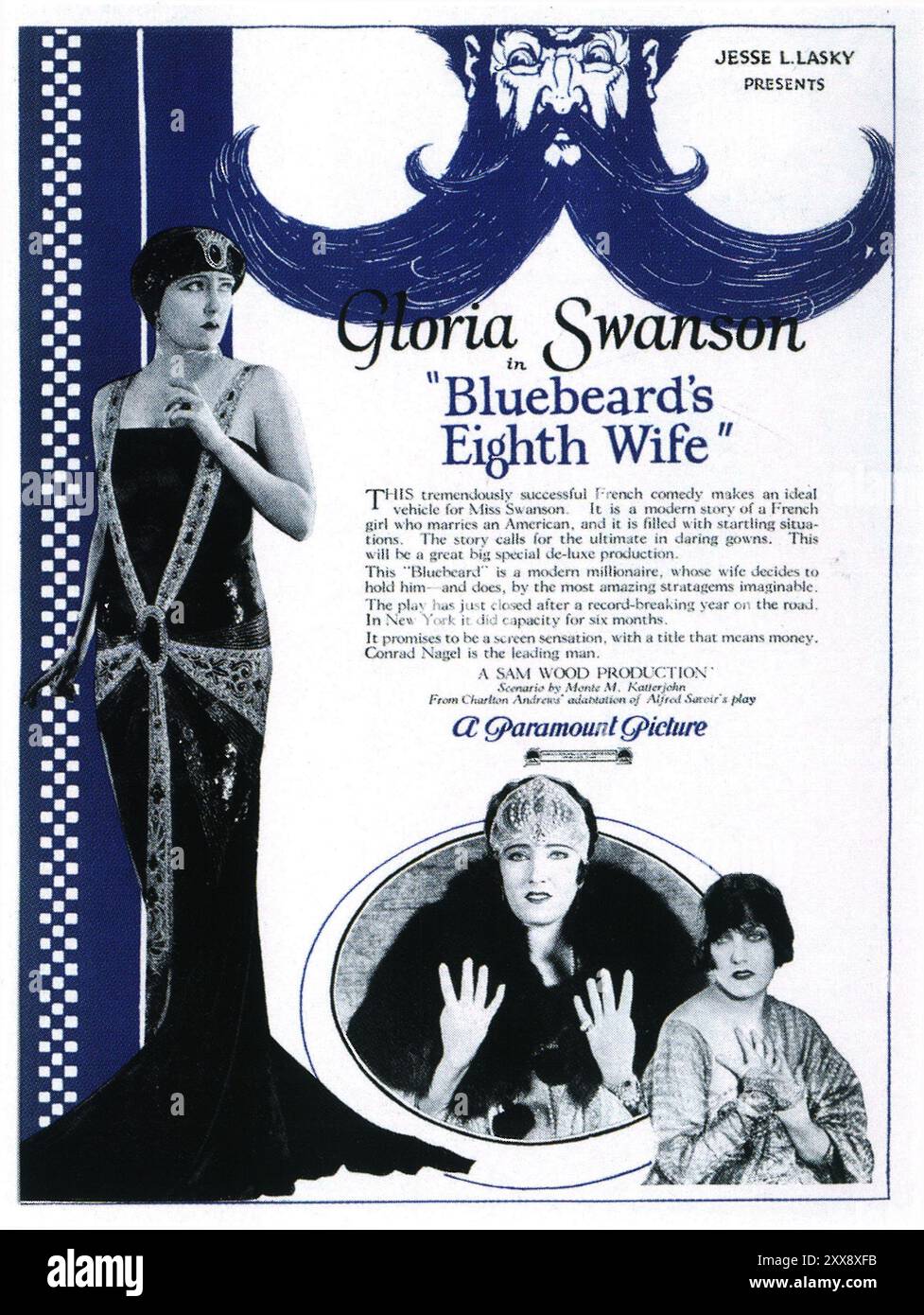 1923 Bluebeard's 8th Wife original film poster with Gloria Swanson ...