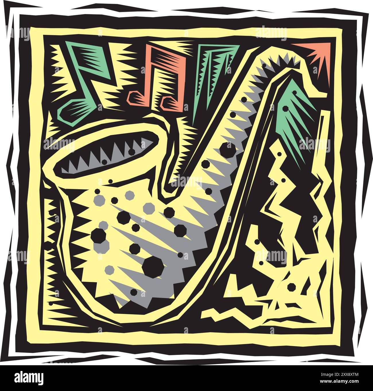 Jazz music concert promo poster with saxophone flat vector illustration ...