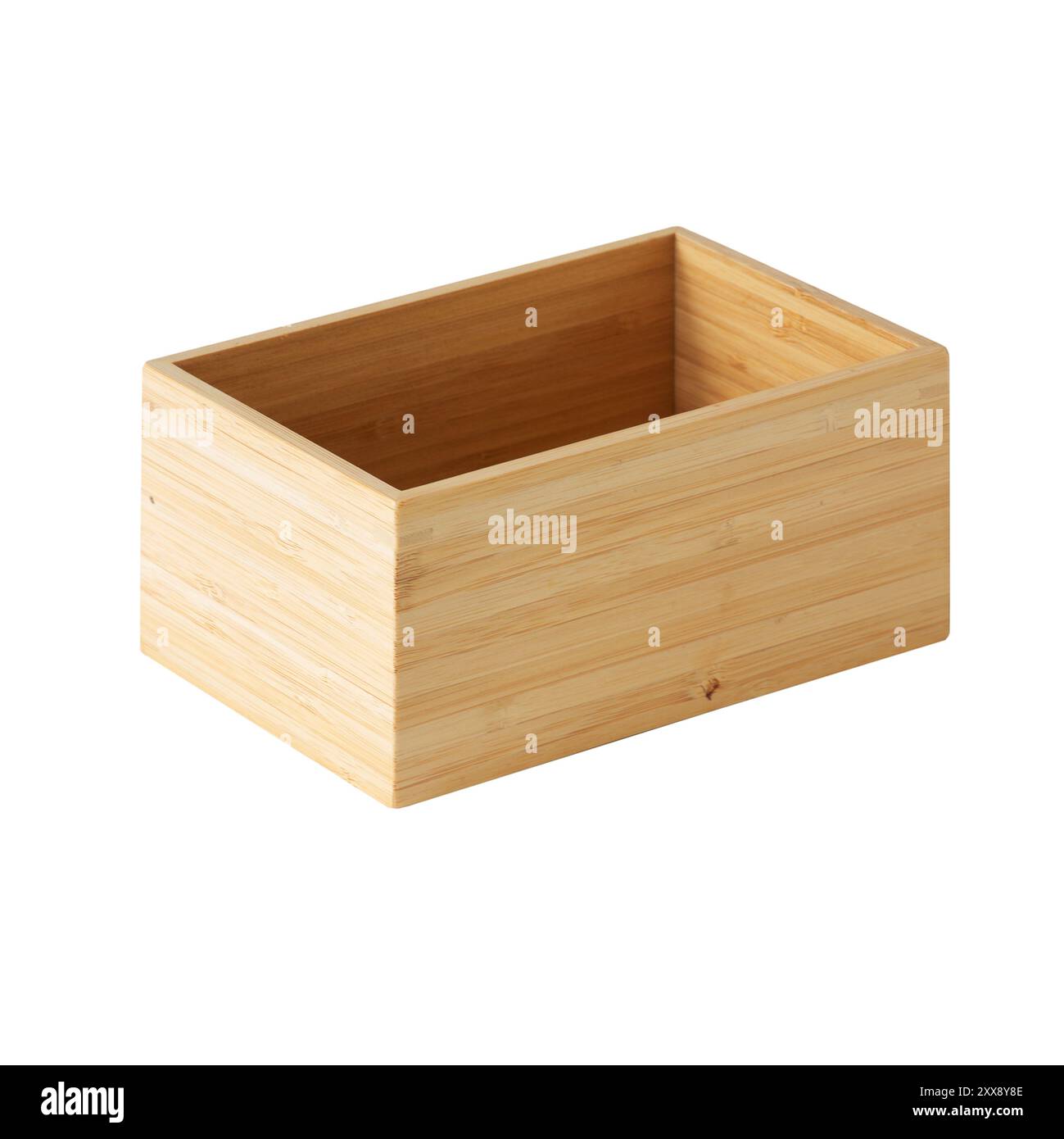 Empty box made of bamboo on a white background. Isolated Stock Photo ...