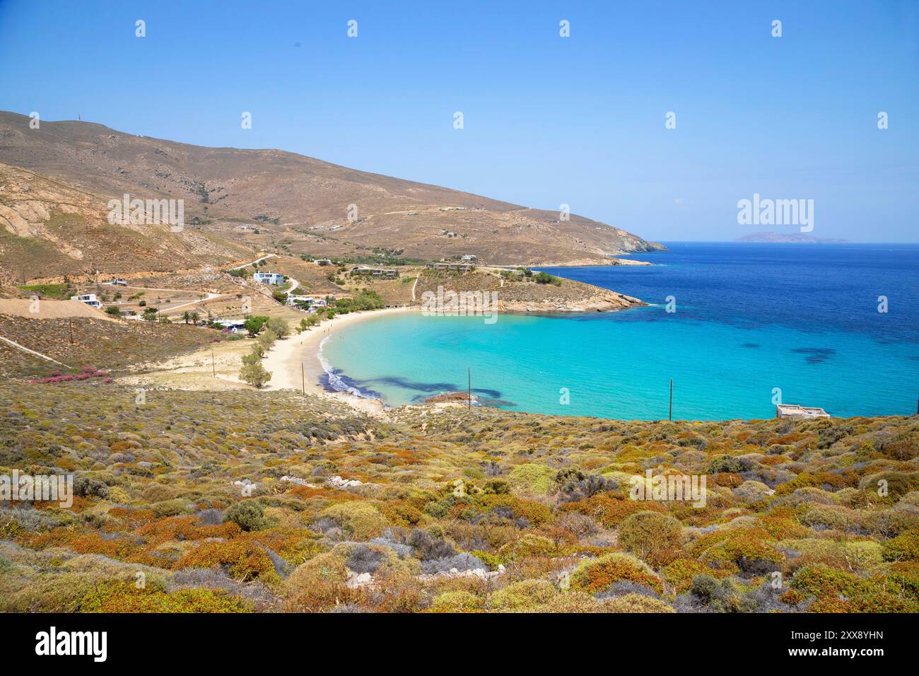 Greece, Cyclades islands, Serifos island, Psili Ammos beach Stock Photo ...