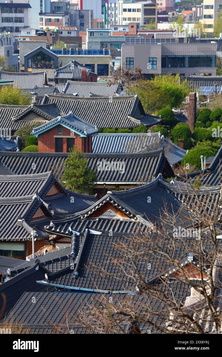 Jeonju Hanok Village townscape in South Korea. Neighborhood of ...