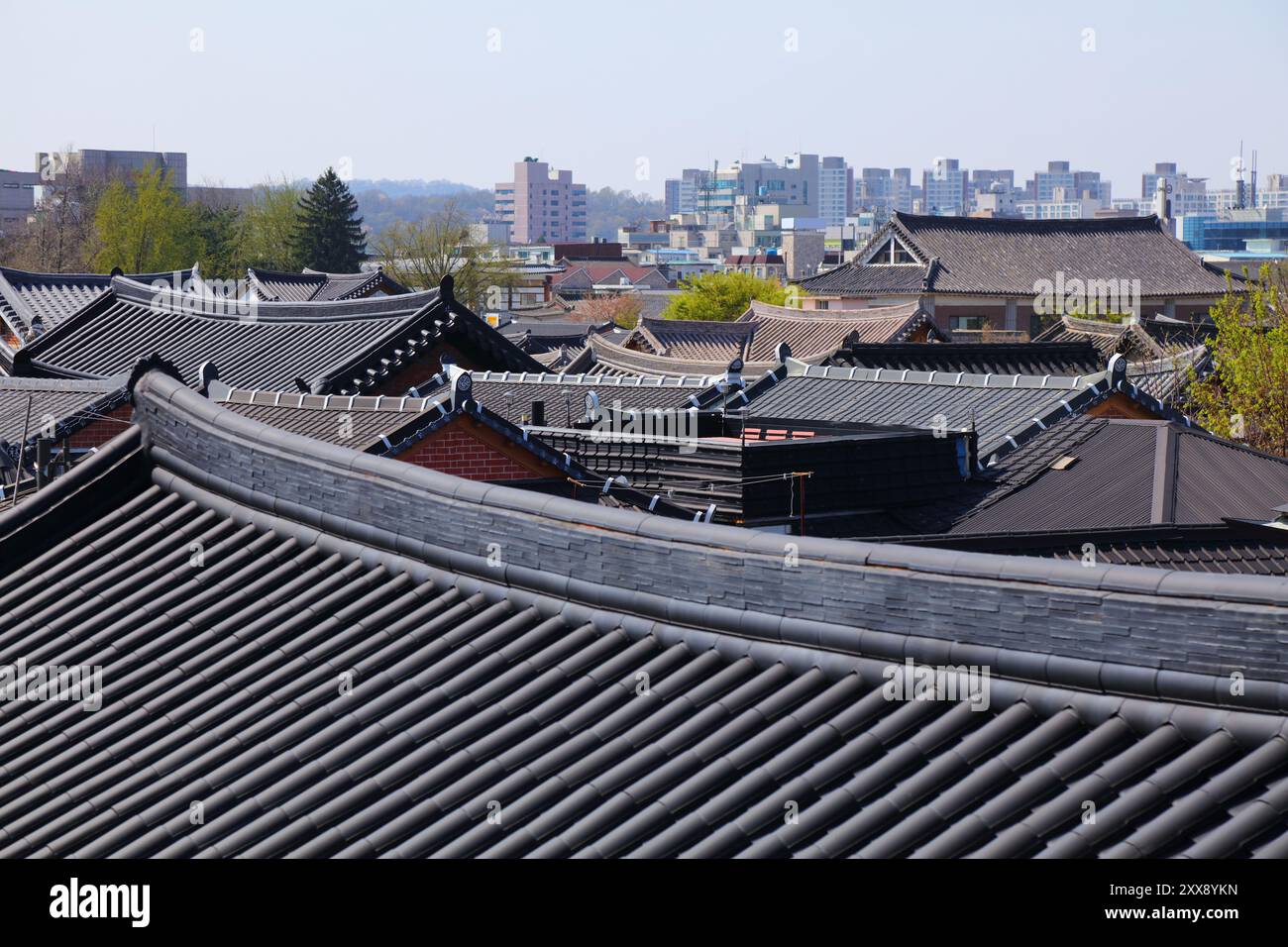Jeonju Hanok Village townscape in South Korea. Neighborhood of ...