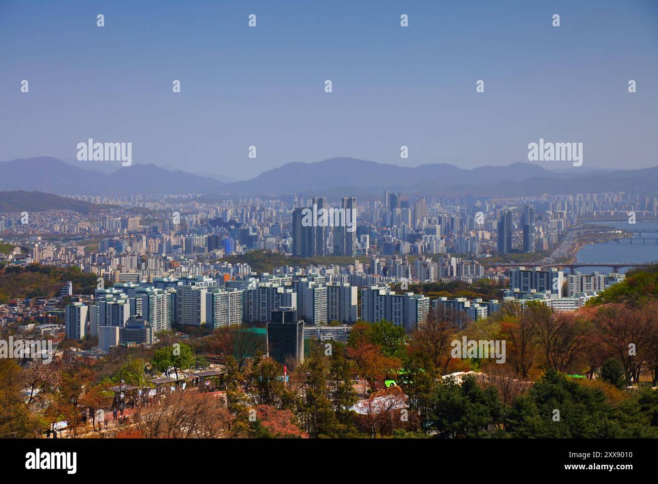 Seoul cityscape in South Korea. City landscape with Geumho-dong and ...