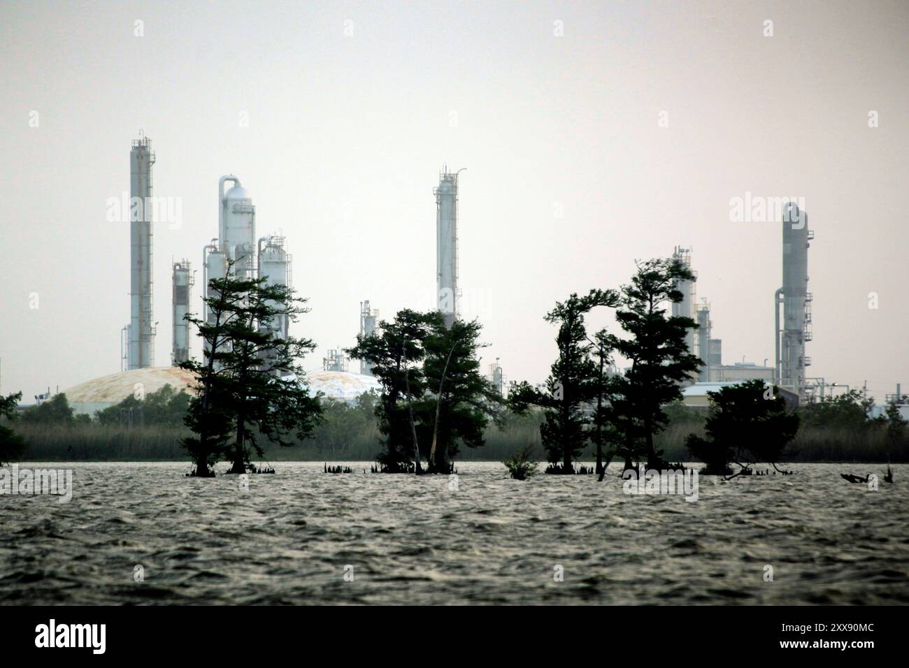 Refinery colums at the Targa Resources gas company sits feet above ...