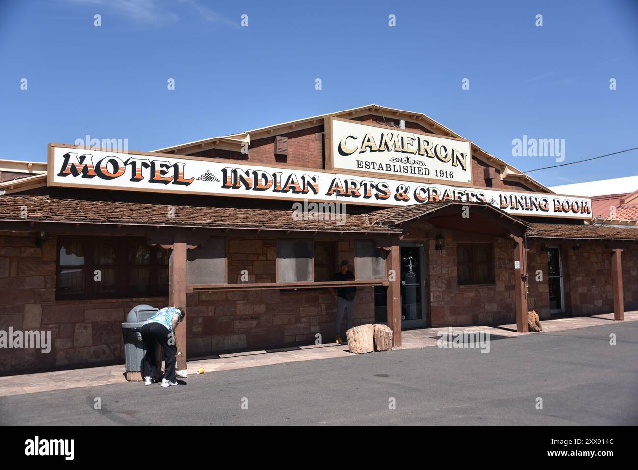 Cameron AZ U.S.A. 8/12/2024. A Swayback suspension bridge was erected ...