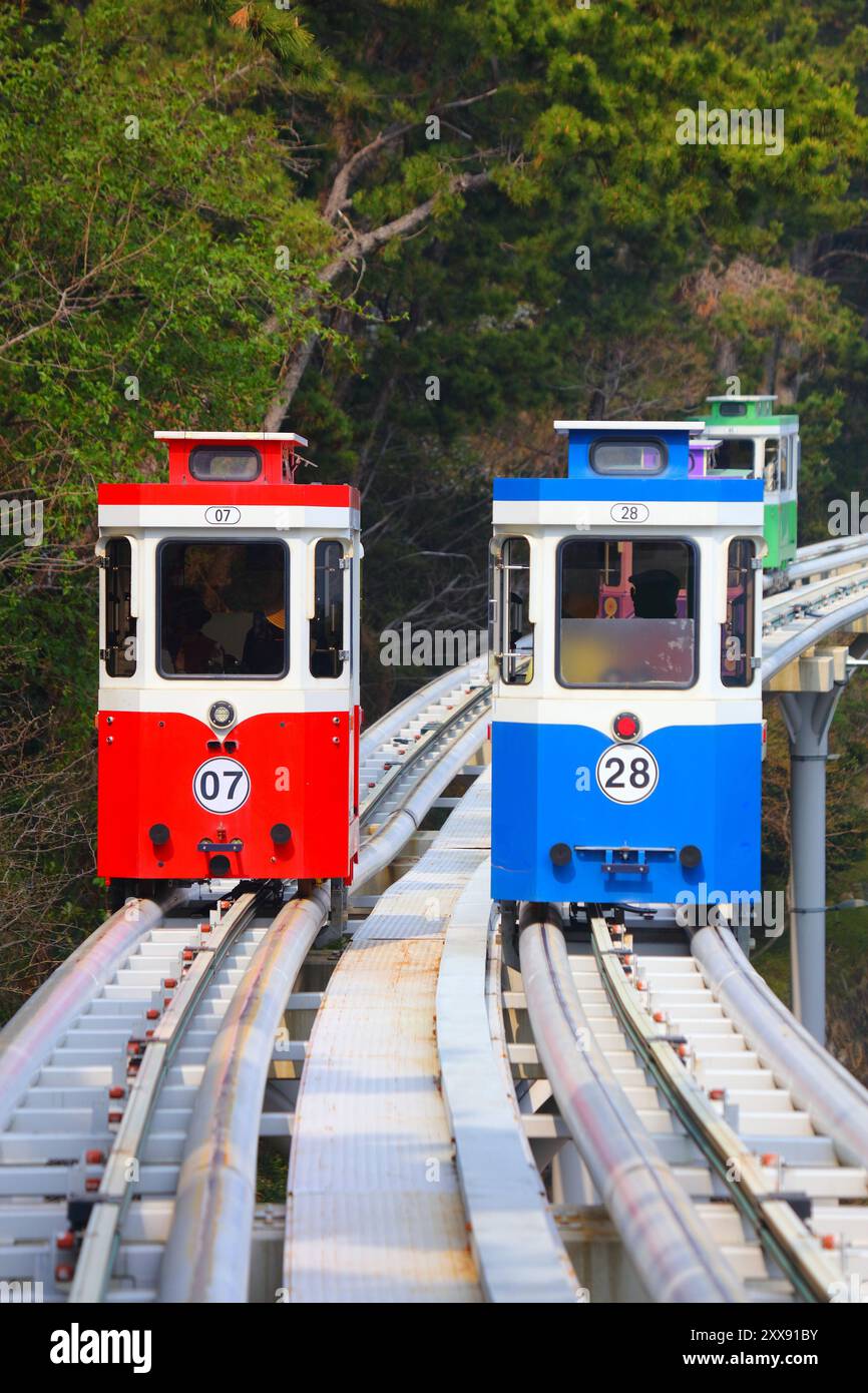 Capsule train line in Busan. Tourist attraction in South Korea Stock ...