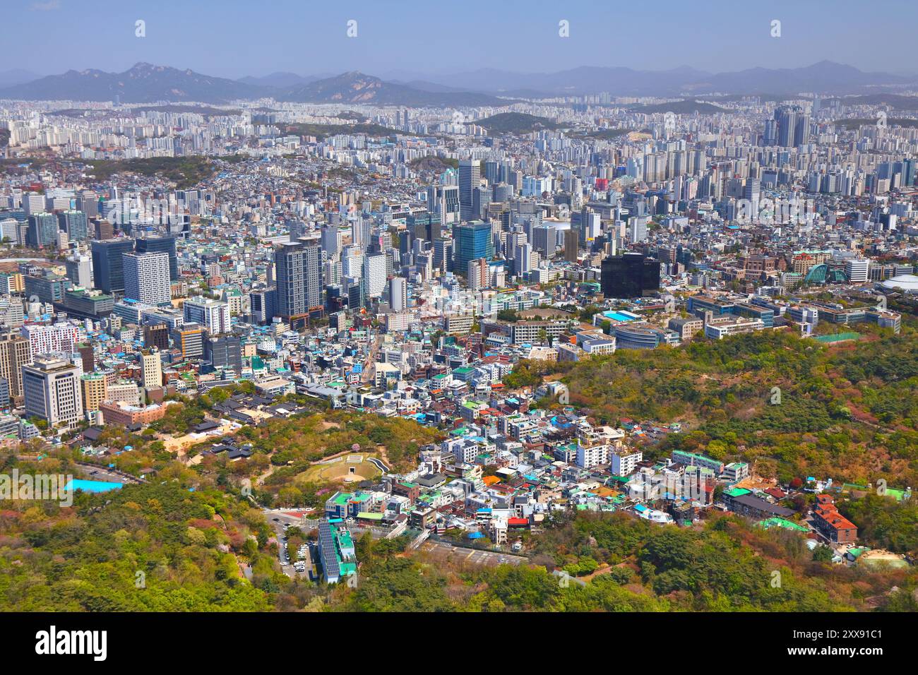Seoul cityscape in South Korea. City landscape of Jung-gu, Chungmuro ...
