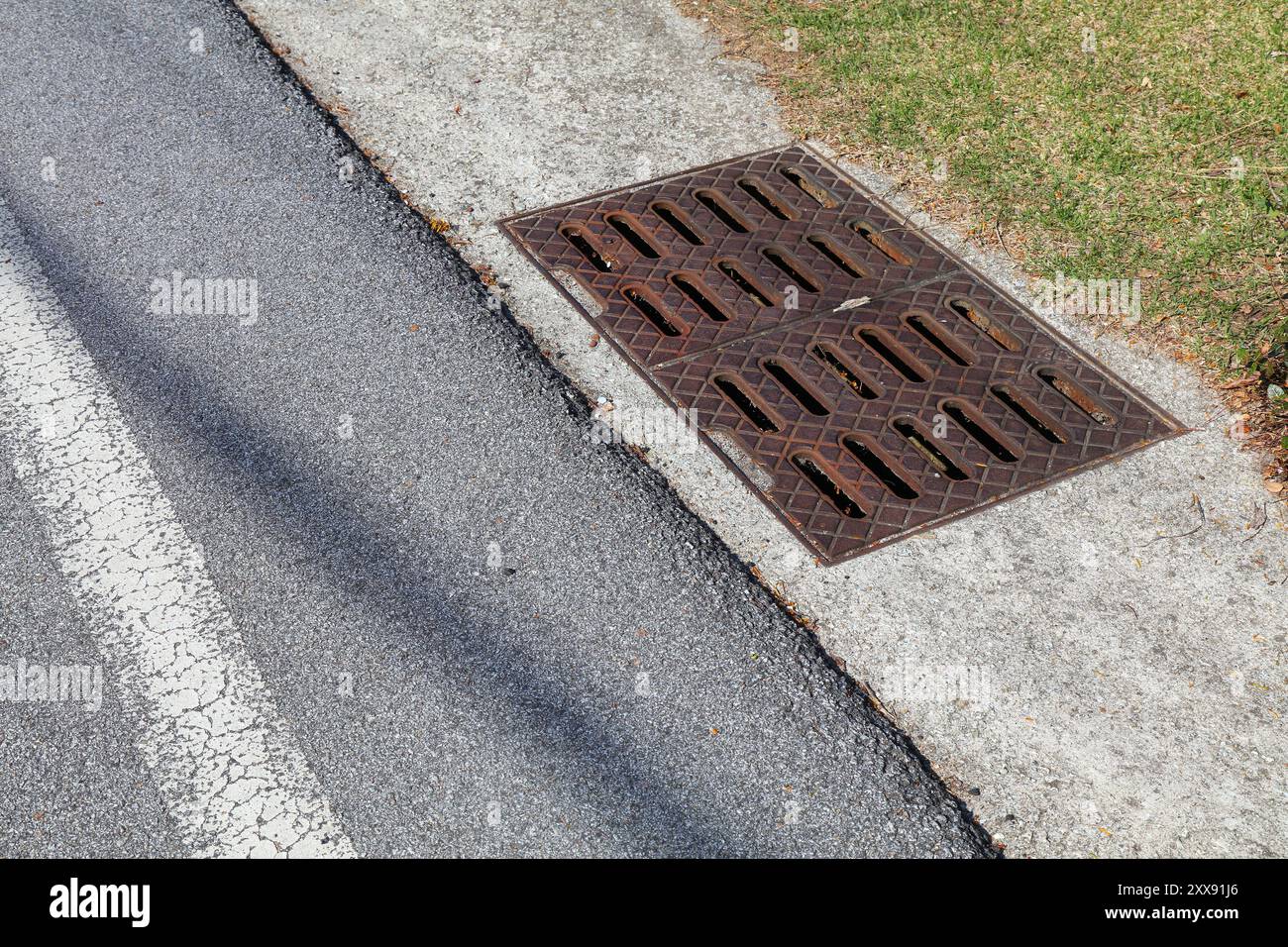 Roadside rainwater drain - urban infrastructure in Gurye, South Korea ...