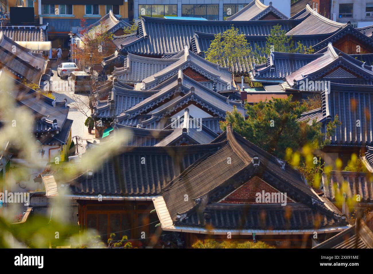 Jeonju Hanok Village townscape in South Korea. Neighborhood of ...
