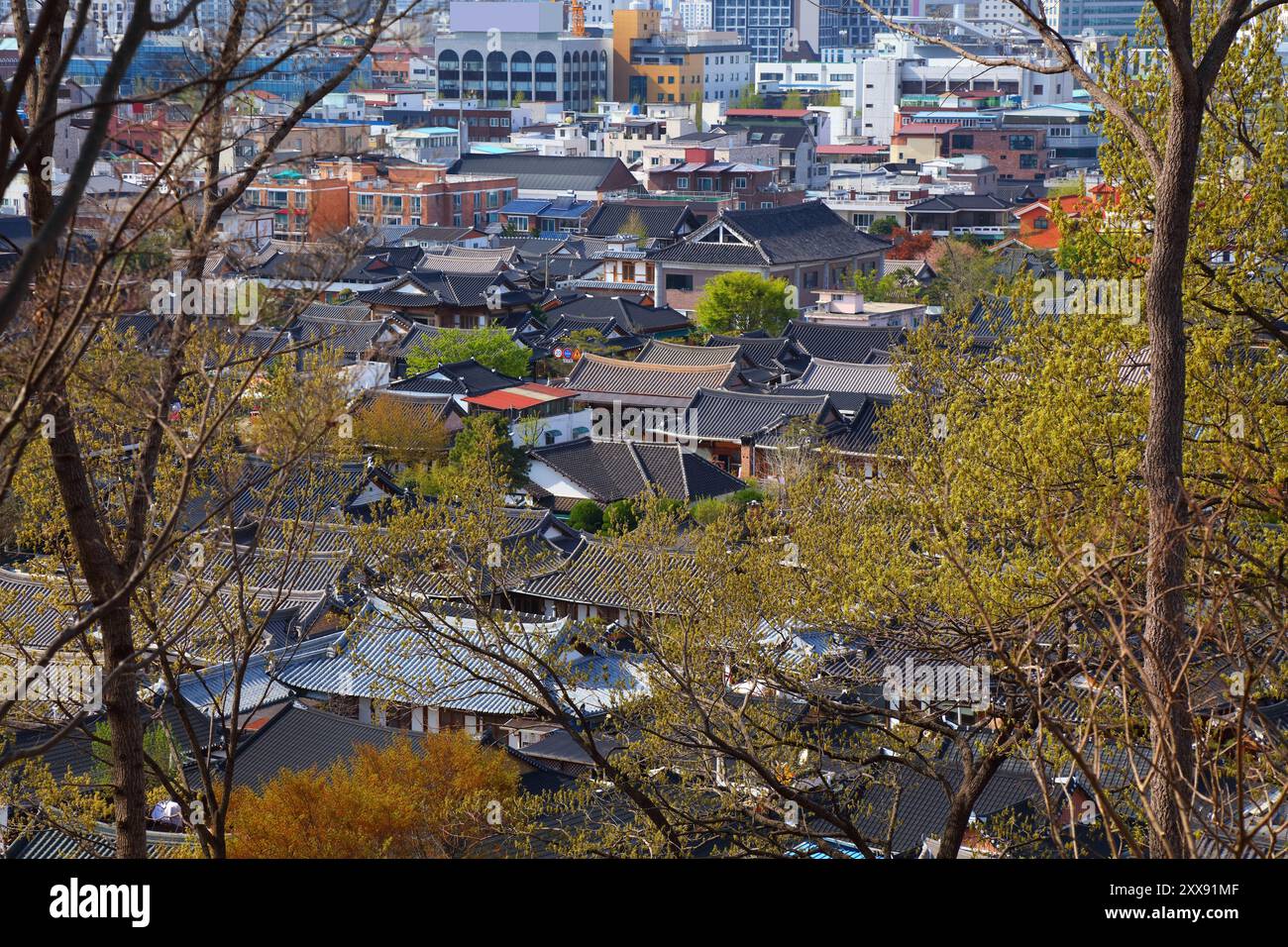 Jeonju Hanok Village townscape in South Korea. Neighborhood of ...