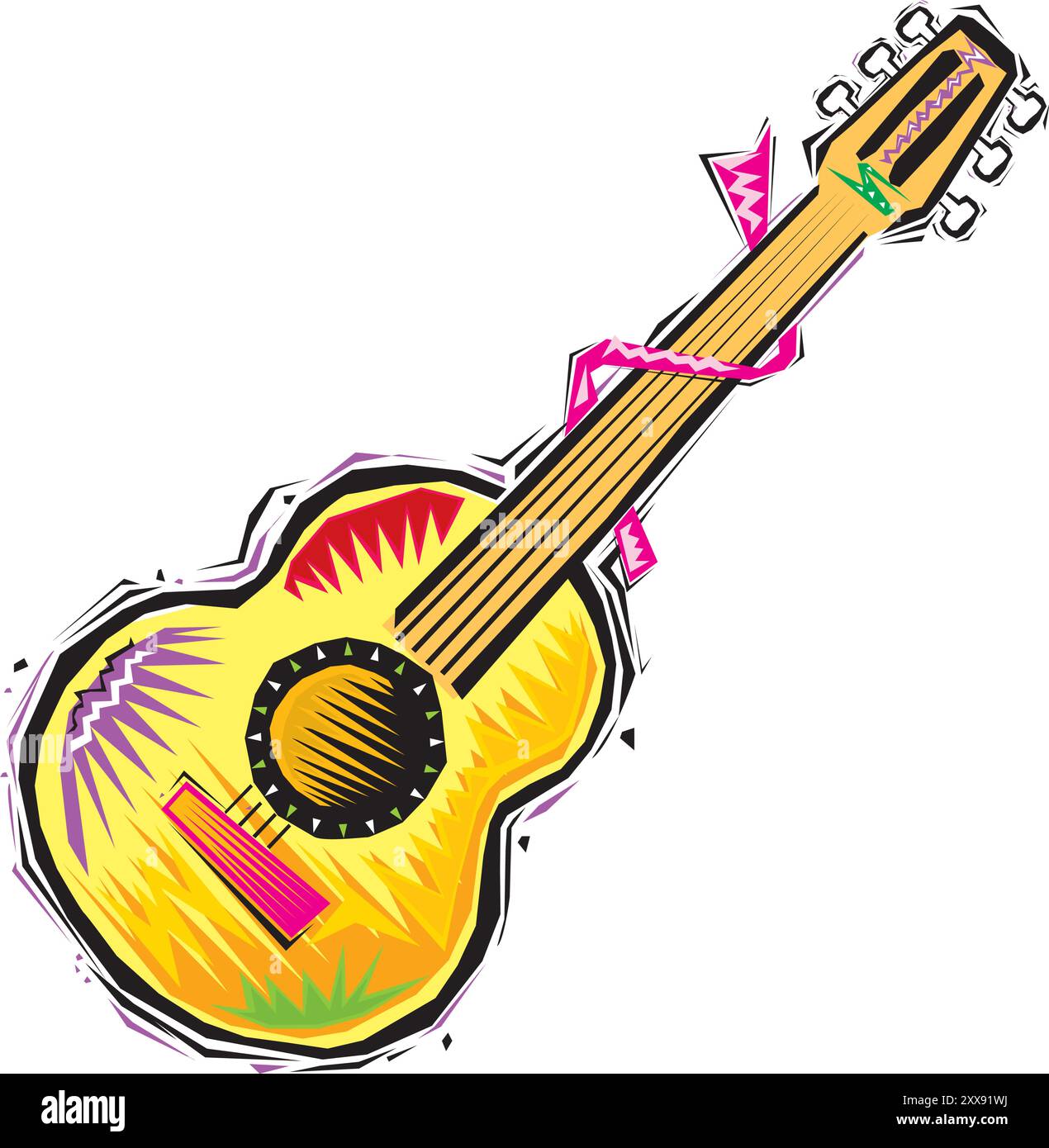 Flat portuguese guitar vihuela on white background vector illustration ...