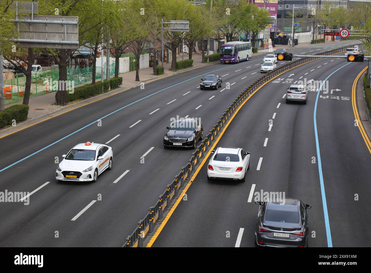 BUSAN, SOUTH KOREA - MARCH 30, 2023: Car traffic in Dongnae-gu ...