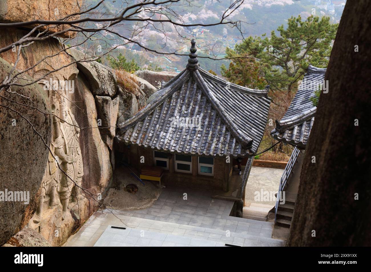 Seokbulsa temple bell tower in Busan. Day trip to Geumjeong Mountain ...