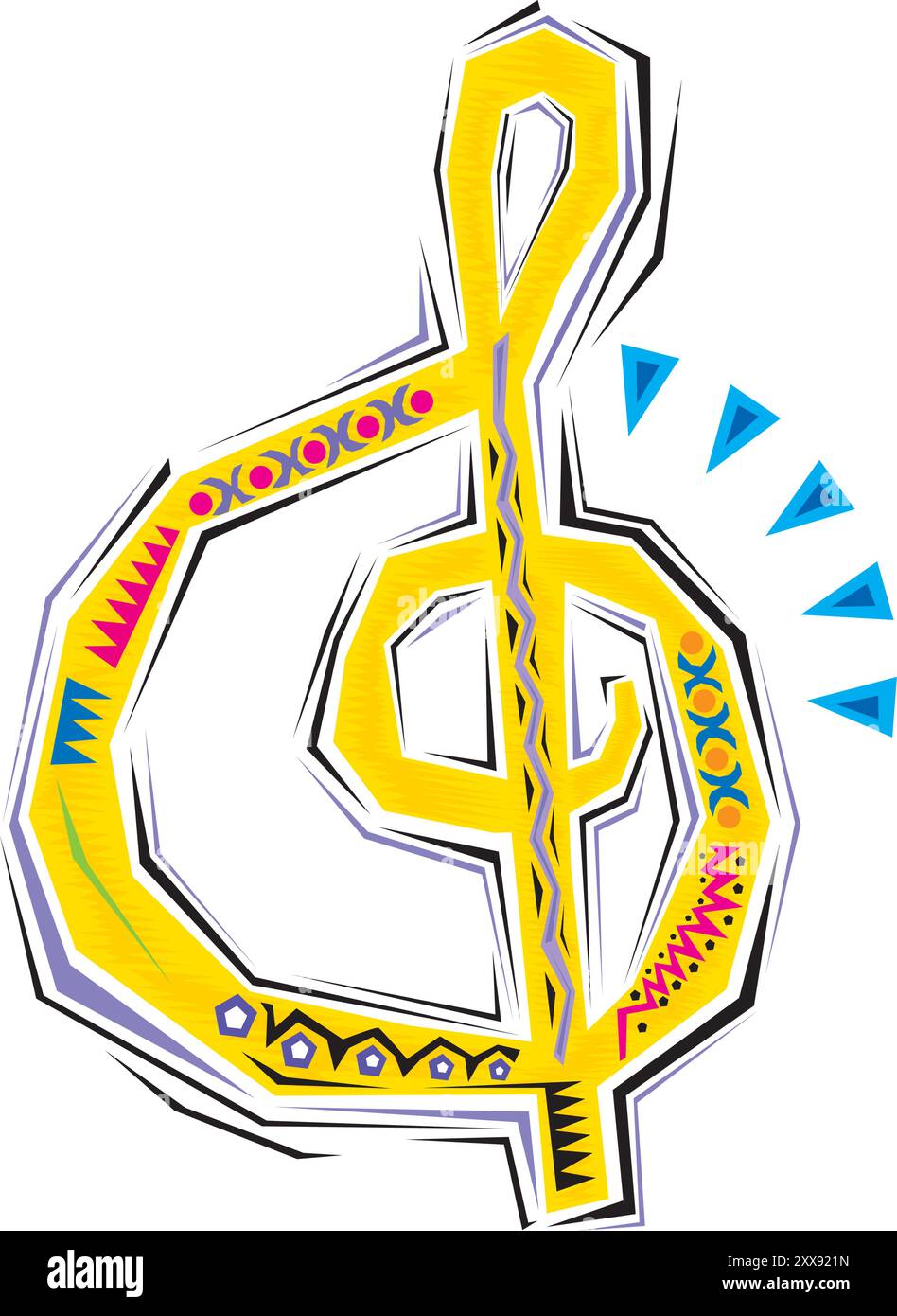 Music abstract decorative sketch icons set with treble clef and notes ...