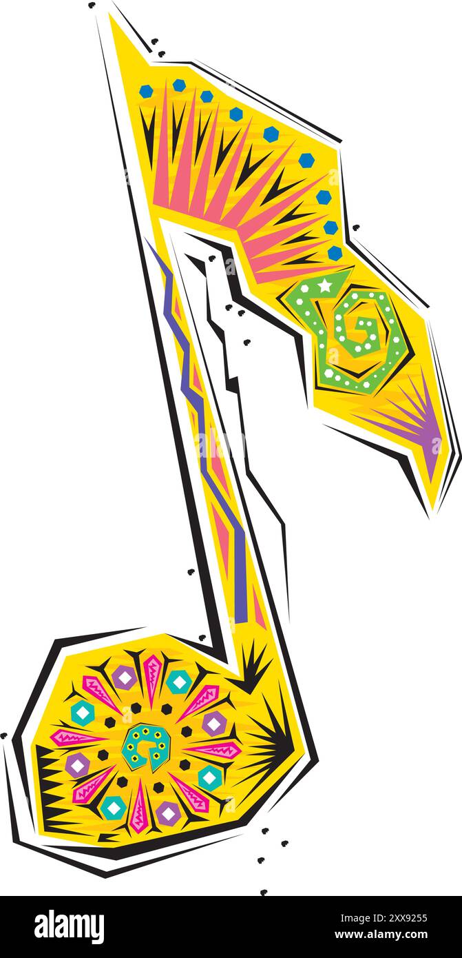 Music abstract decorative sketch icons set with treble clef and notes ...