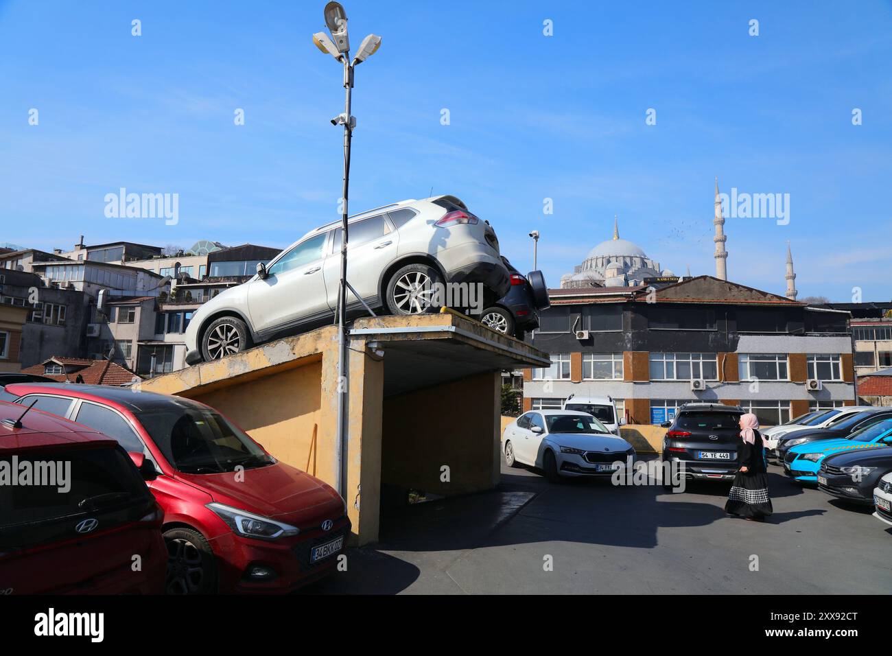 ISTANBUL, TURKEY - MARCH 25, 2023: Difficult parking in a parking ...