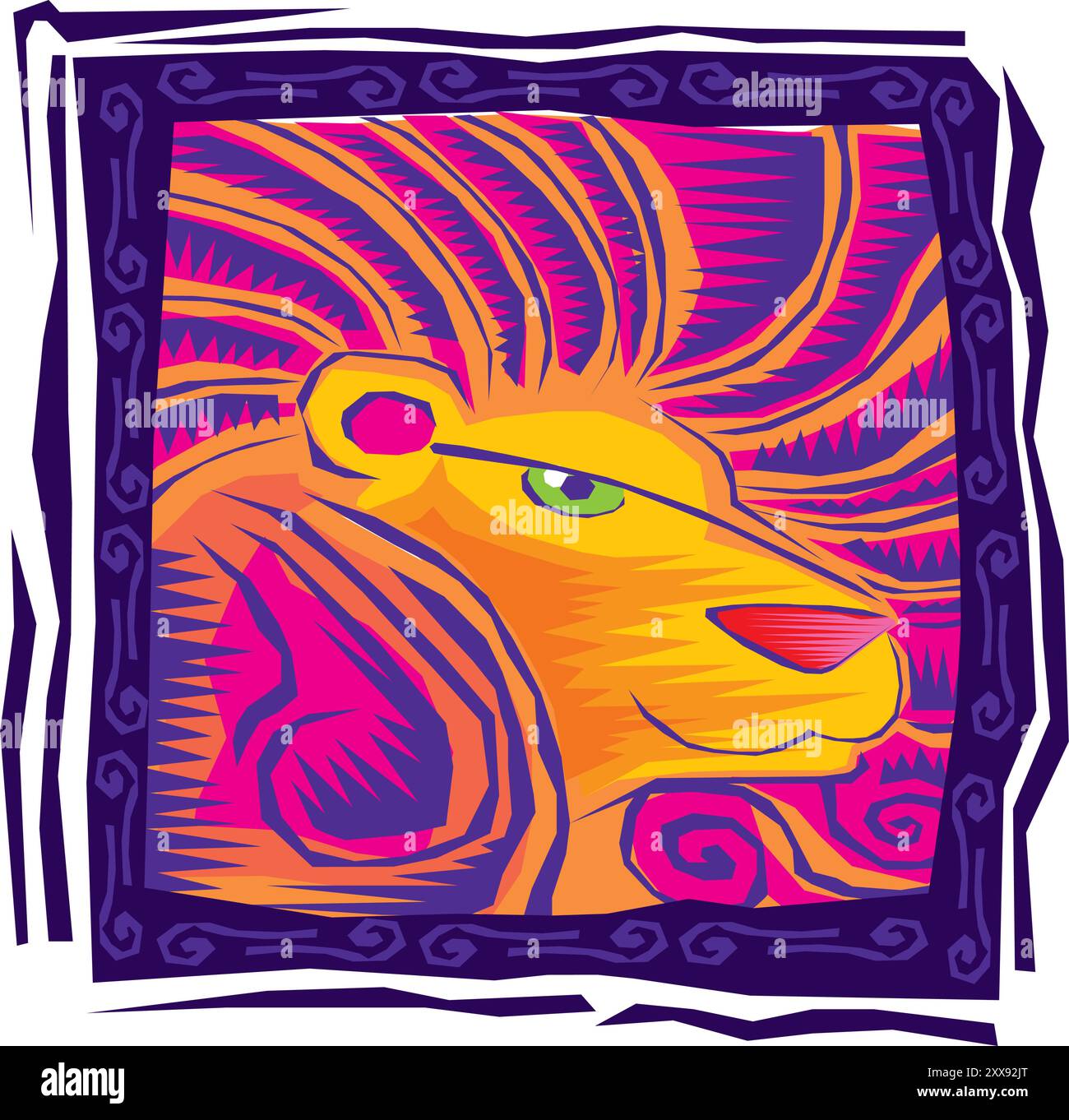 Abstract Illustration Of Leo Zodiac Sign Clipart Of Fiesta Sytle Astrology Stock Vector Image