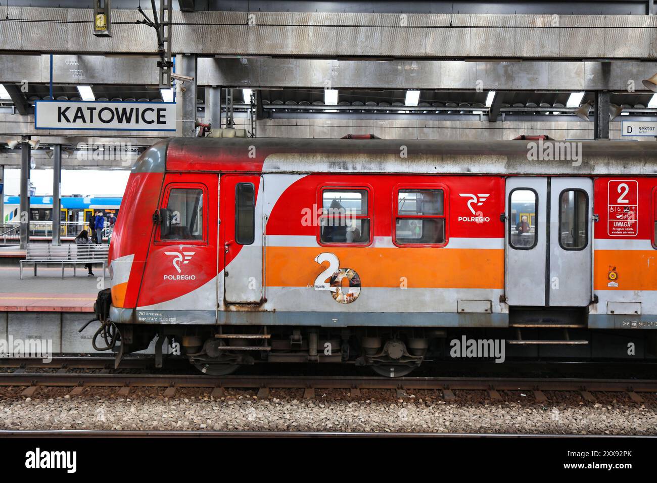 KATOWICE, POLAND - MARCH 24, 2023: Polregio passenger train at Katowice ...