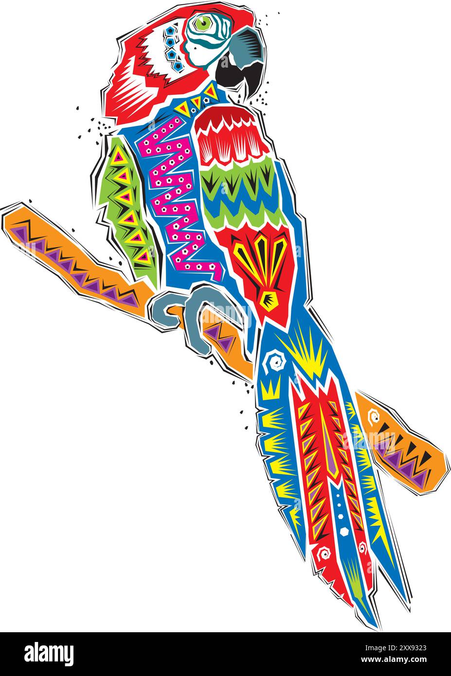 Colorful breed of parrot so as cockatoo and macaw realistic set ...