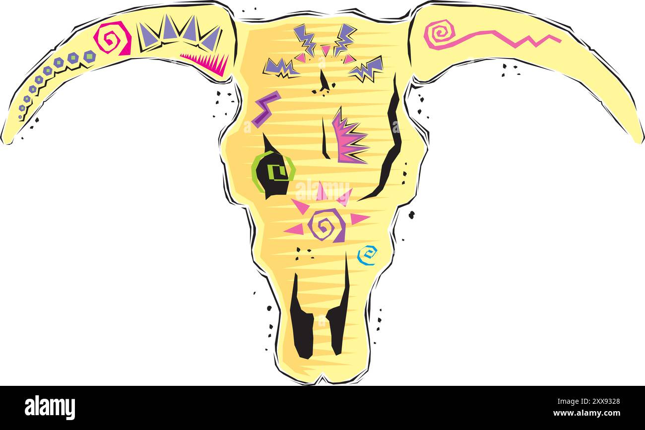 abstract cow skull pattern geometric outlines tattoo design vector ...