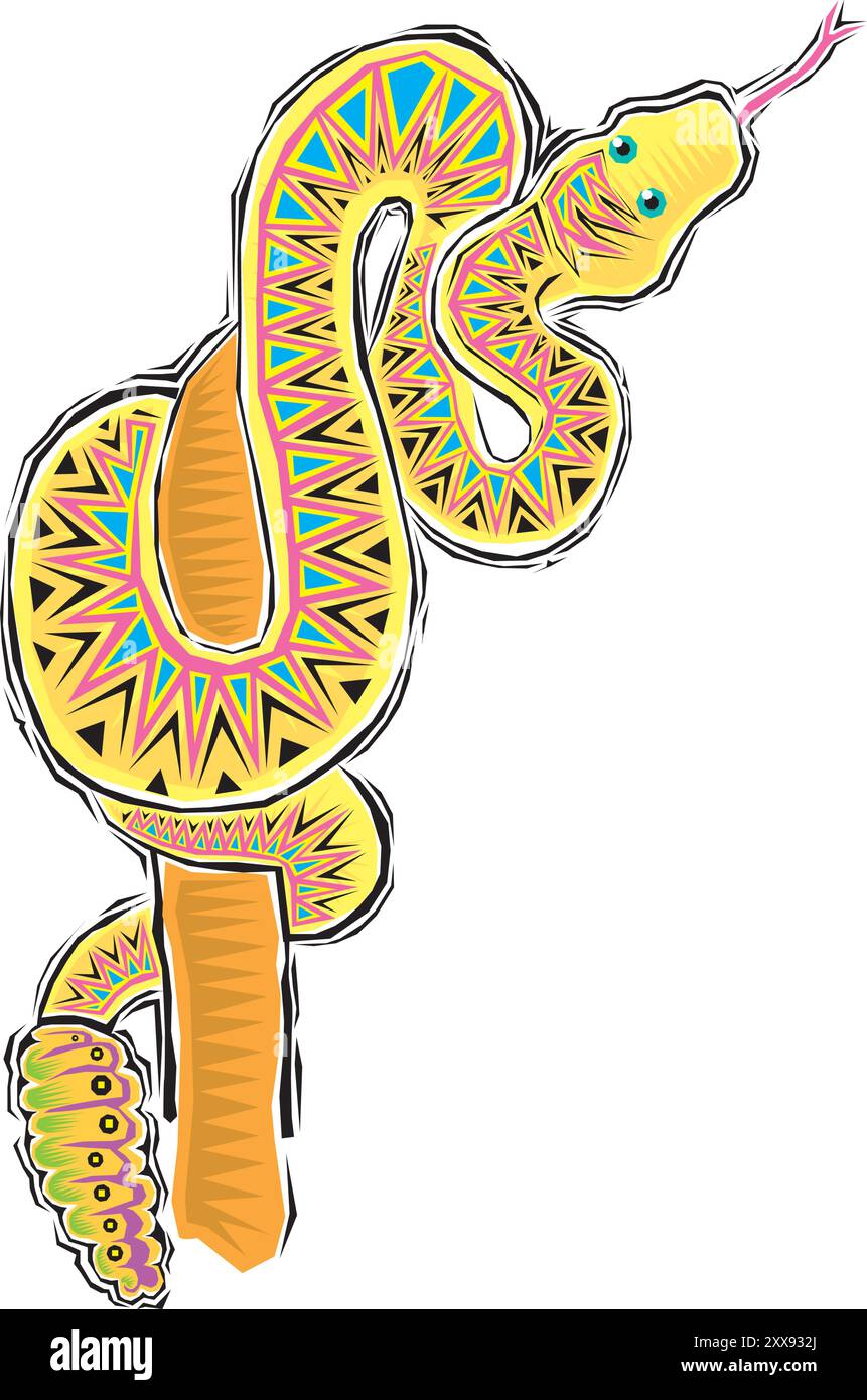 abstract vector yellow snake colorful design style traditional design ...