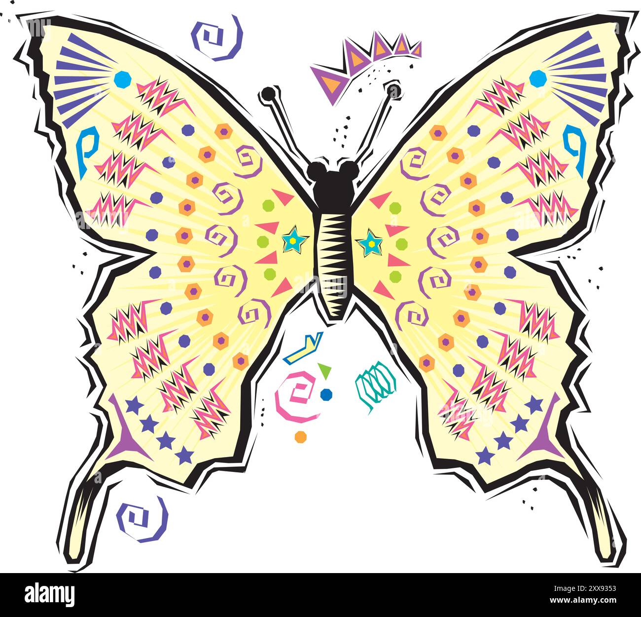 an illustration of colorful butterfly abstract design aztec art vector ...