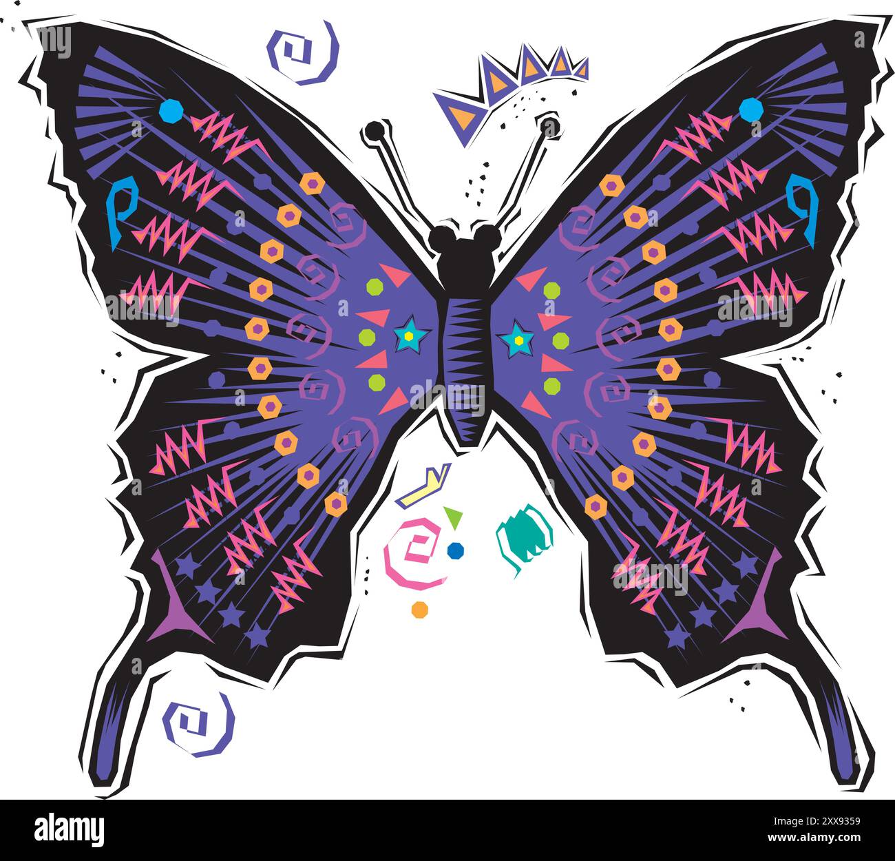 an illustration of colorful butterfly abstract design aztec art vector ...