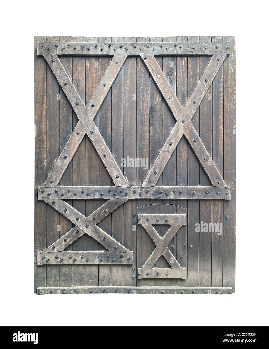 Old wooden rustic door isolated on white background Stock Photo - Alamy