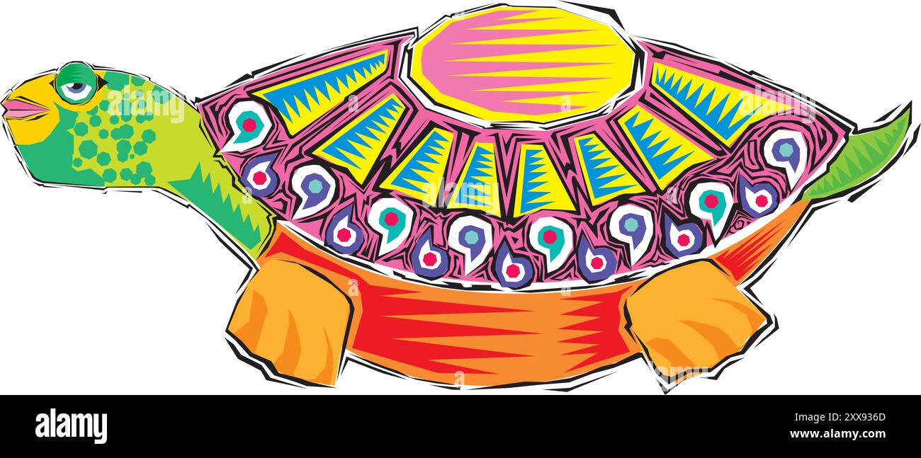 Tropical turtle illustration. Vector illustration. Isolated on white ...