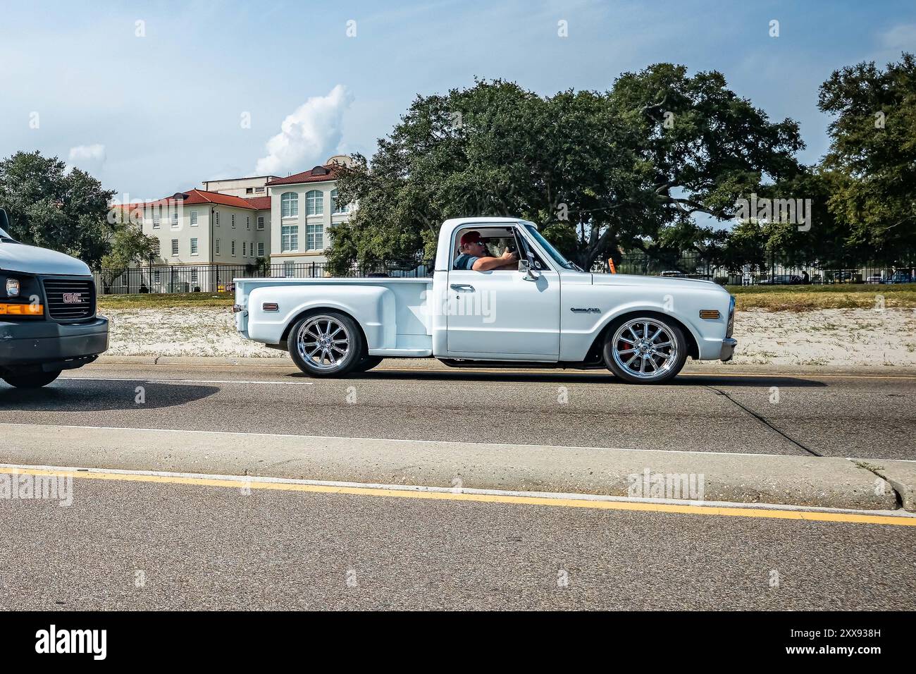 Gulfport, MS - October 05, 2023: Wide angle side view of a 1972 ...