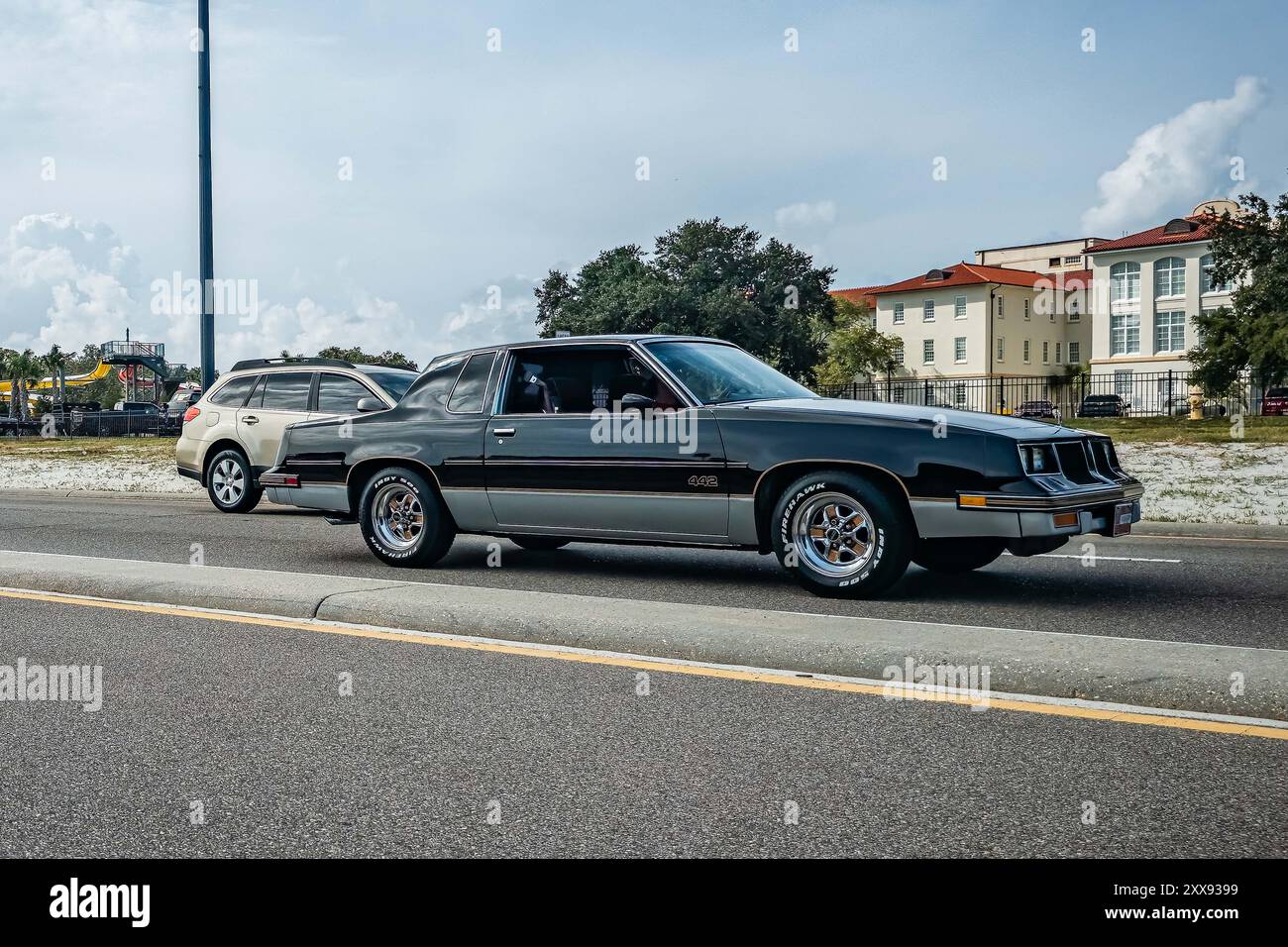 Gulfport, MS - October 05, 2023: Wide angle side view of a 1986 ...