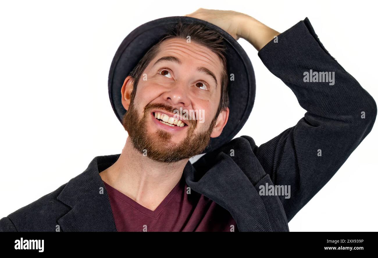 Male portrait fedora smiling hi-res stock photography and images - Alamy