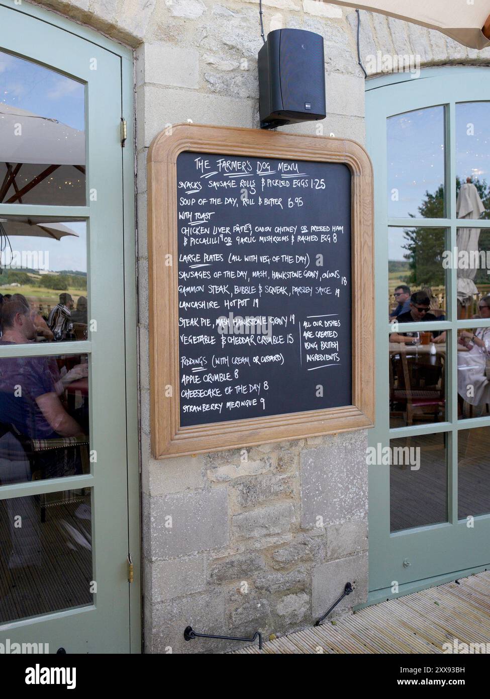 The menu on the wall of Jeremy Clarkson's new pub, The Farmer's Dog, in Asthall, near Burford in ...