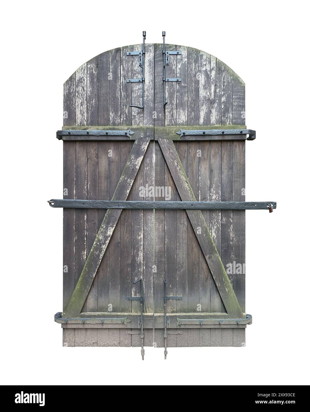 Old wooden rustic door isolated on white background Stock Photo - Alamy