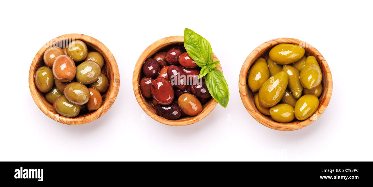 An assortment of various olives presented in a bowl, showcasing ...