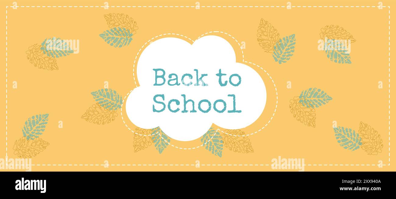 back to school banner with autumn leaves stamp on orange background ...
