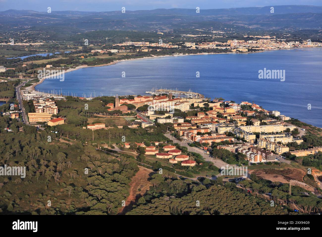 Alghero town in Sardinia island, Italy. Aerial view of Fertilia ...