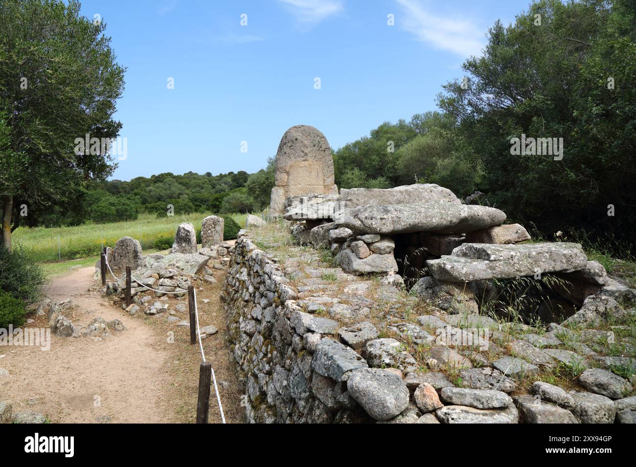Giants' grave in Sardinia, Italy. Tomb of Coddu Vecchiu near Arzachena ...