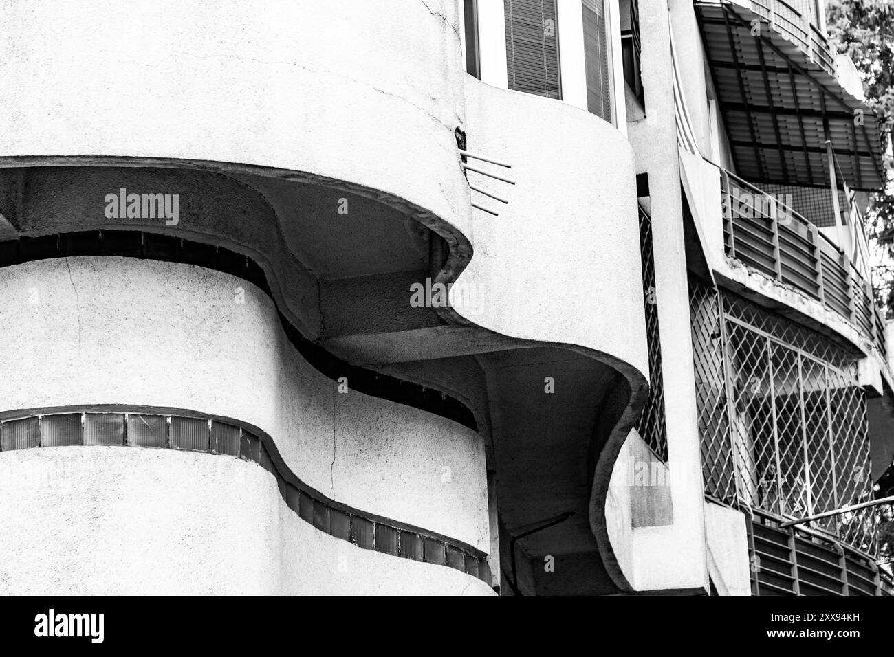 Modernist and bauhaus style architectural detail from a building in Tbilisi, Georgia Stock Photo ...