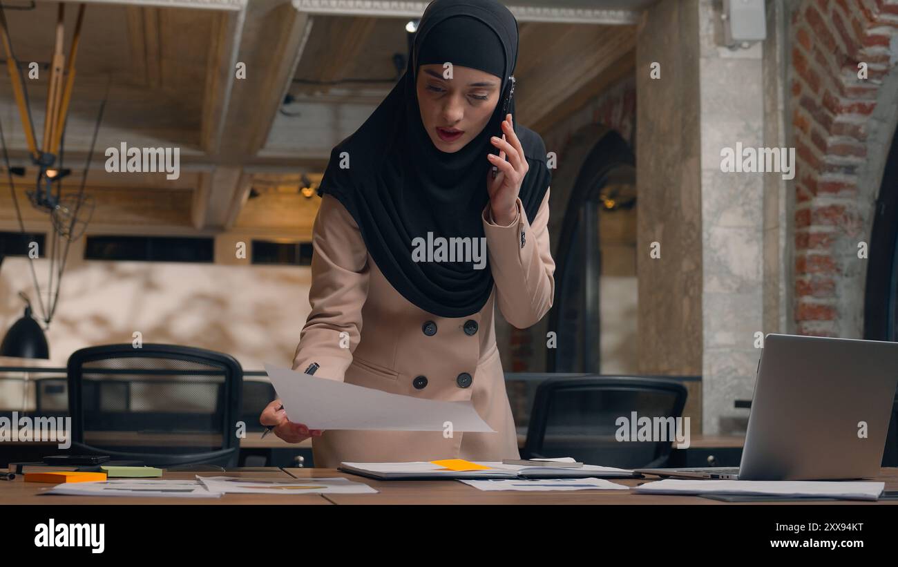 Arabian muslim woman female office lady businesswoman islamic in hijab ...