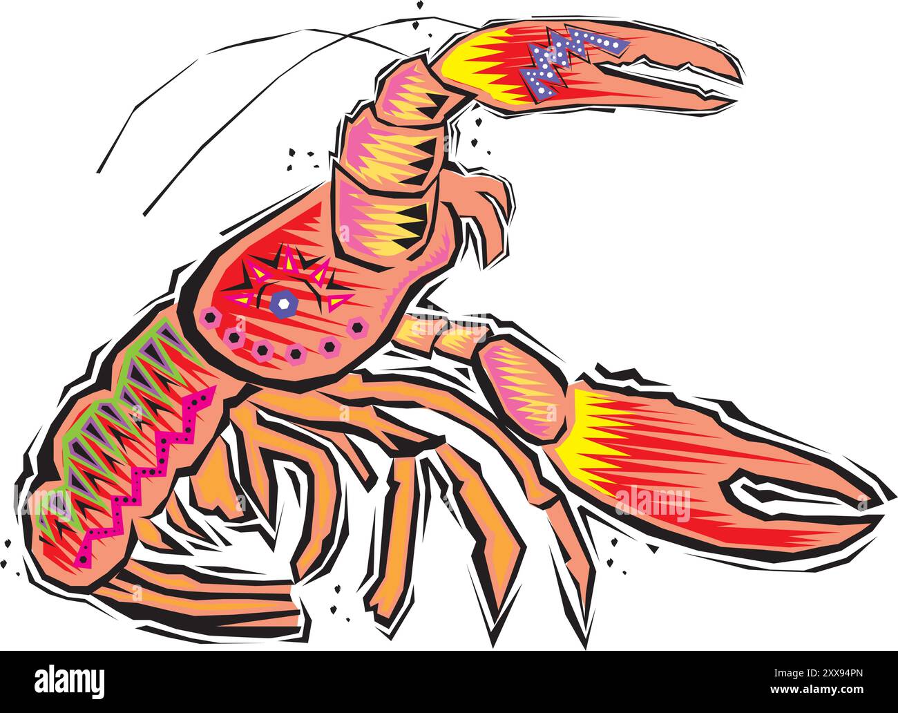 Lobster vector illustration. Cartoon isolated red crawfish, whole ... Lobster vector illustration. Cartoon isolated red crawfish, whole ...