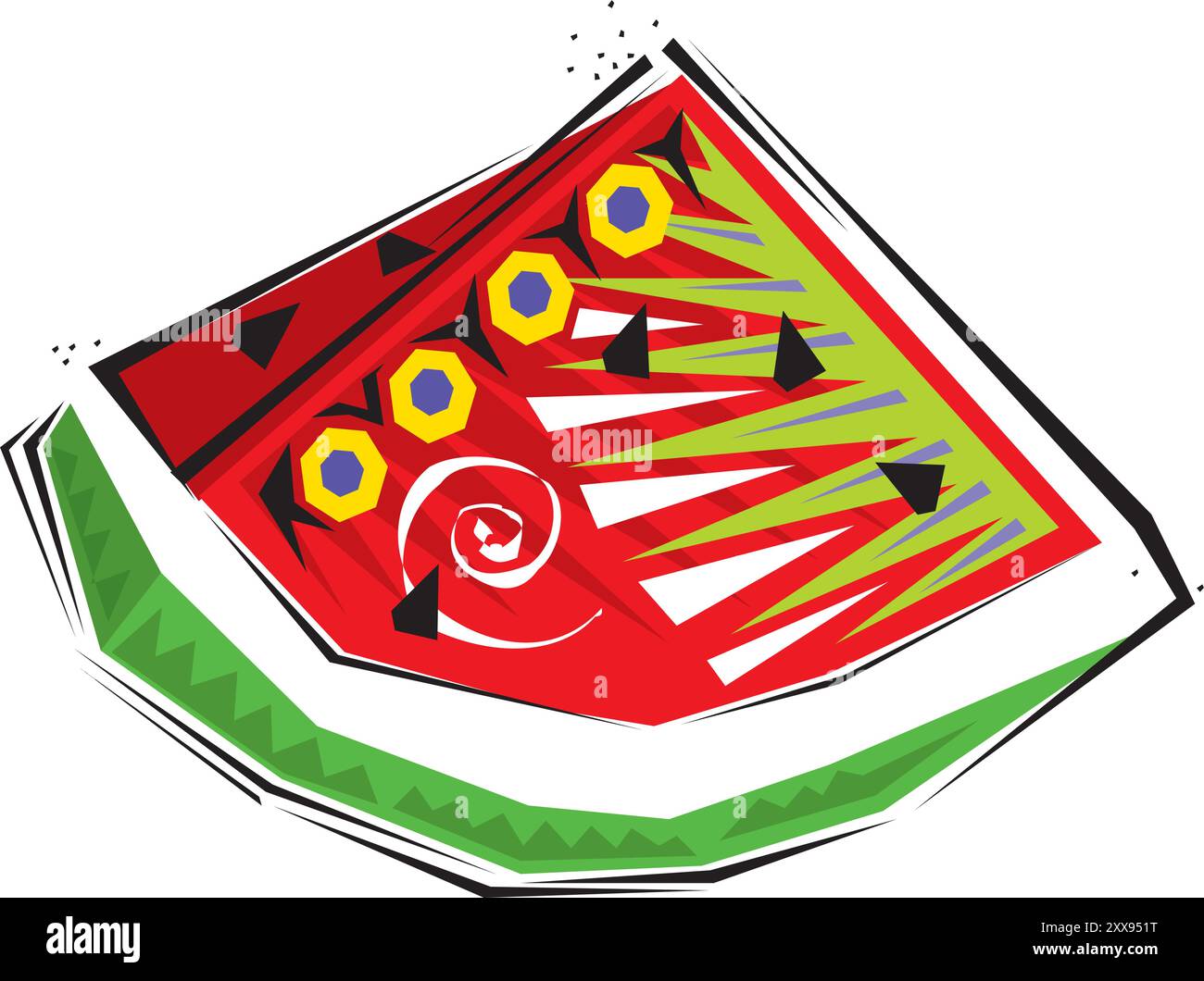 Plasticine summer watermelon with resort symbols vector illustration ...